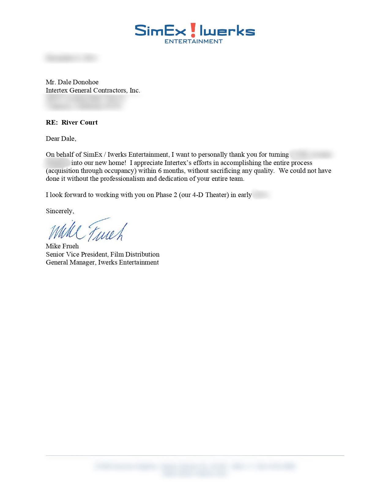 Intertex General Contractors | Letters of Recommendation